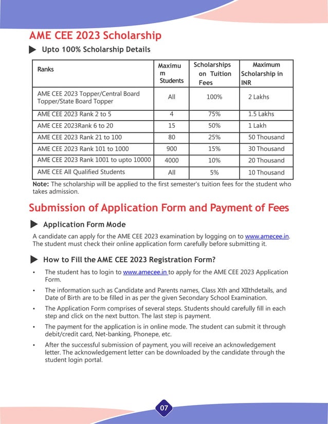 AME CEE 2023 ENTRANCE EXAM or TEST | PDF