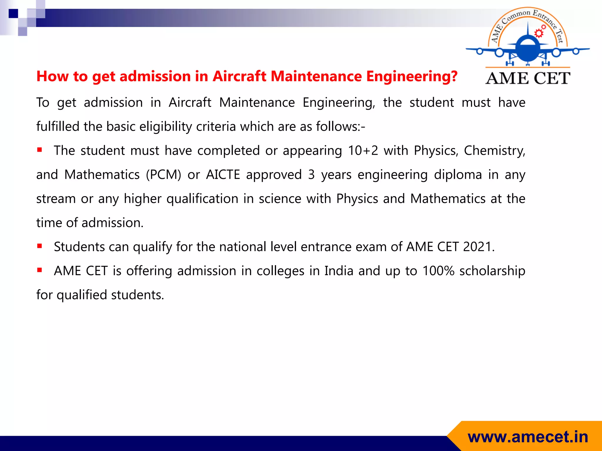 Aircraft Maintenance Engineering Common Entrance Test - AME CET India | PDF