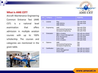 Aircraft Maintenance Engineering Common Entrance Test - AME CET India | PDF
