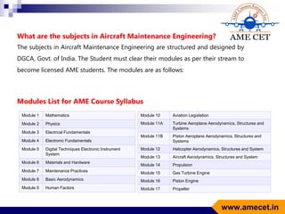 Aircraft Maintenance Engineering Common Entrance Test - AME CET India | PDF