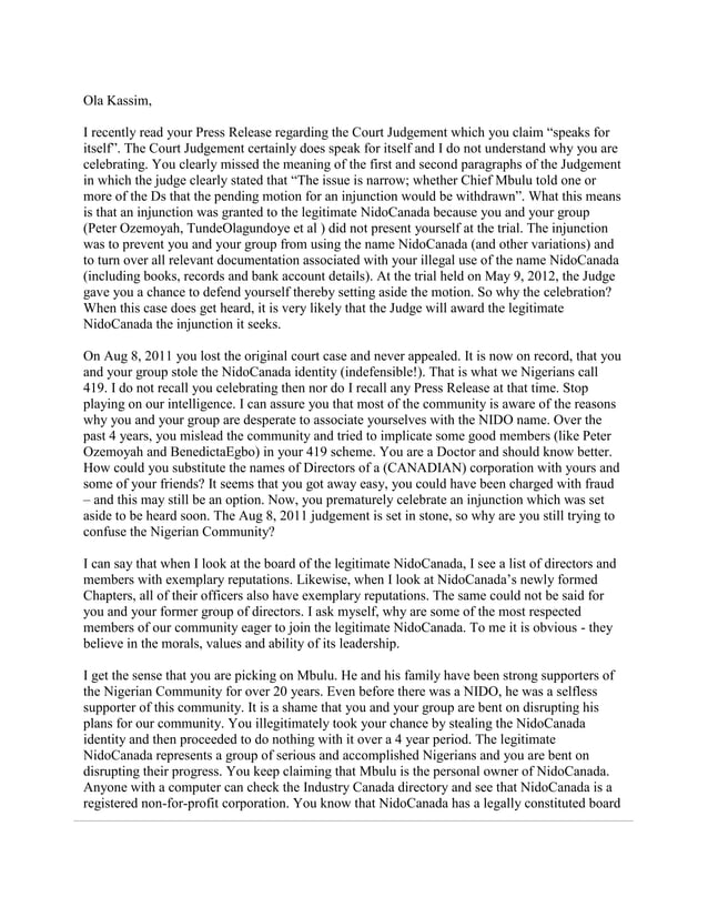 Amechi Achebe comes to the defense of Chief Emmanuel Mbulu | PDF