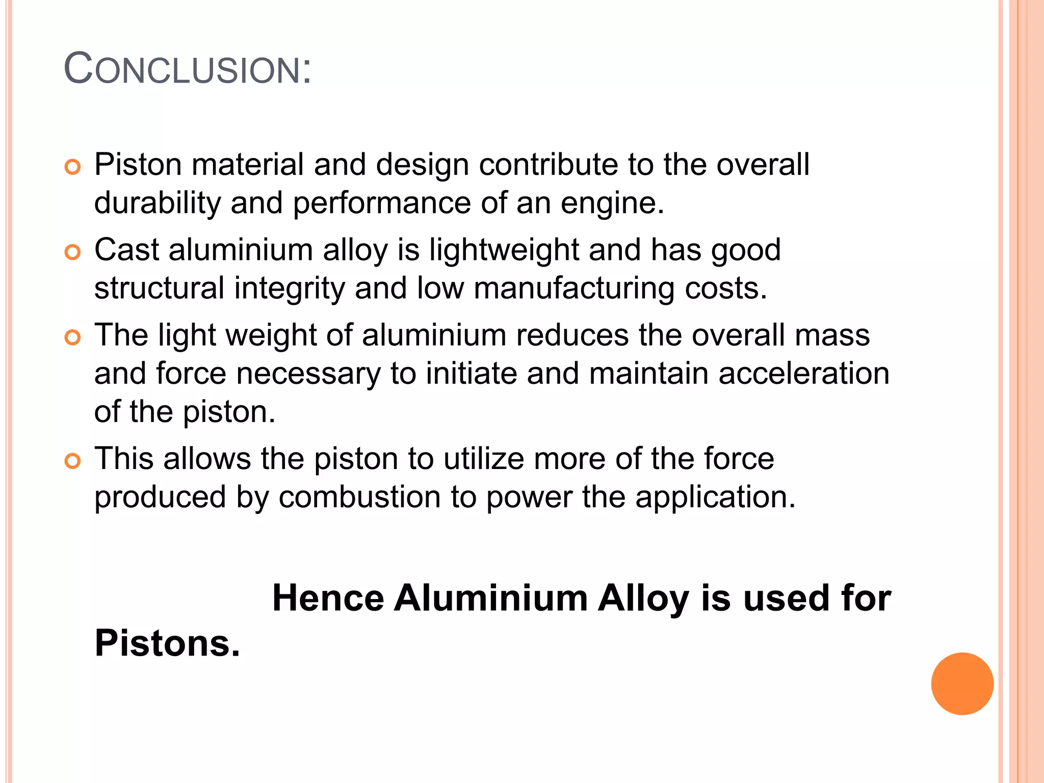 piston material selection | PPTX
