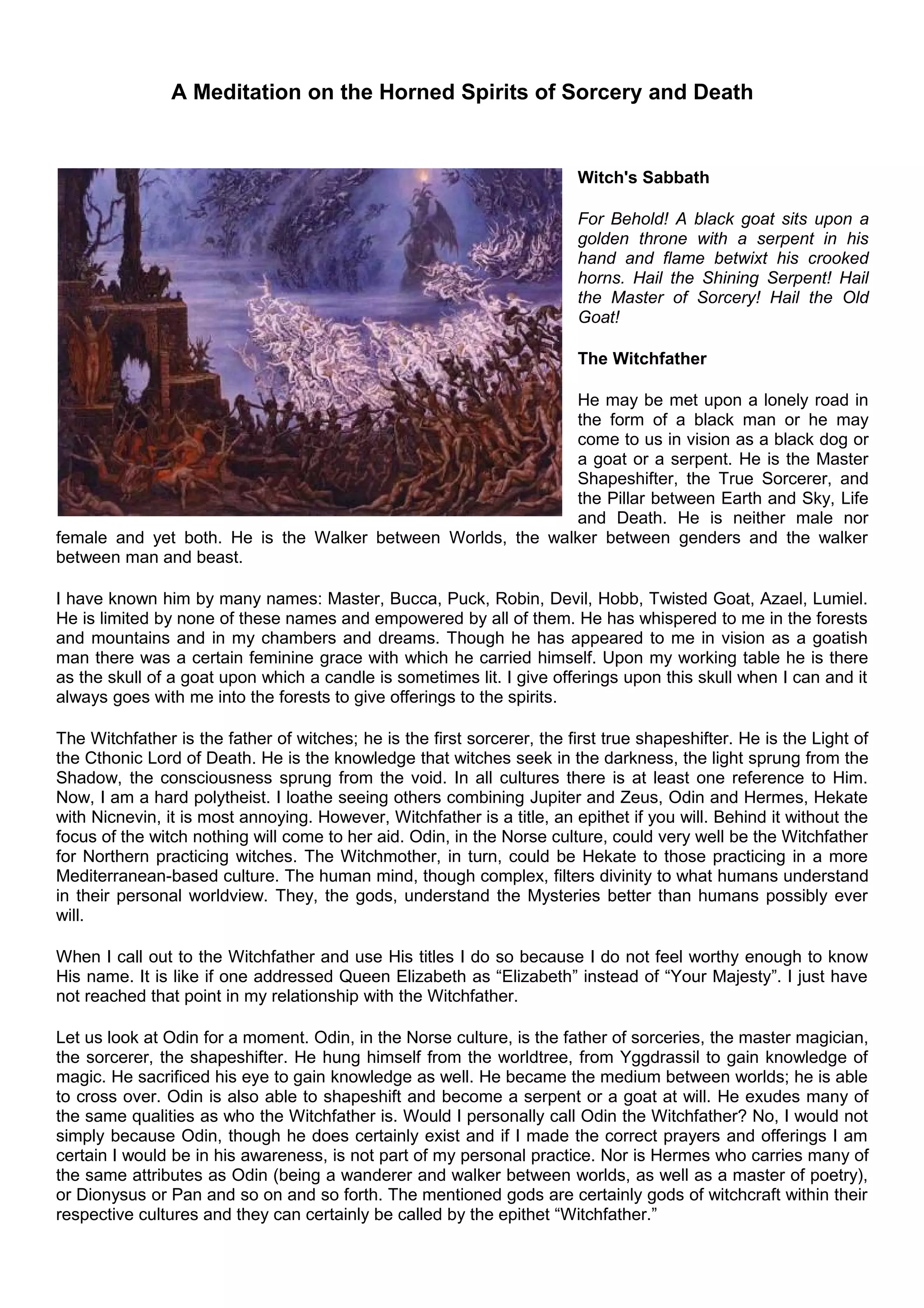 A meditation on the horned spirits of sorcery and | DOC