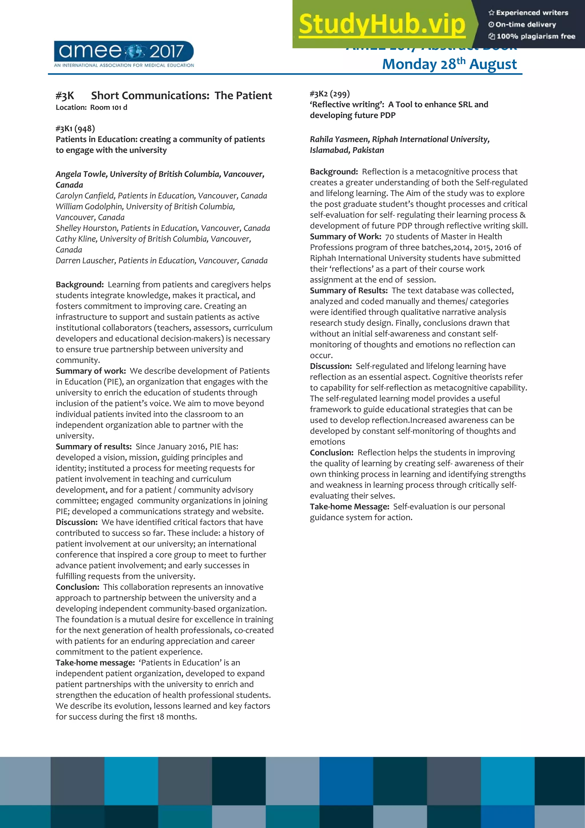 AMEE 2017 Abstract Book | PDF