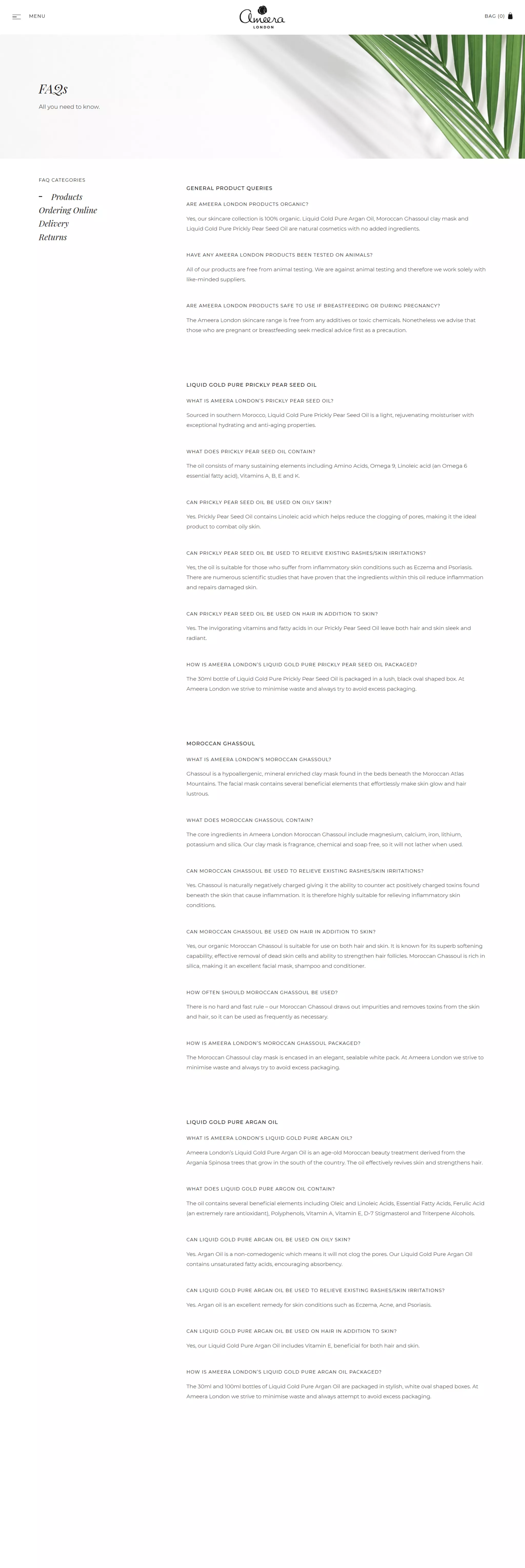 Ameera London: FAQS for Ecommerce Site | PDF | Beauty | Style & Fashion