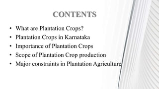 SCOPE, IMPORTANCE AND CONSTRAINTS OF PLANTATION CROP PRODUCTION | PPTX