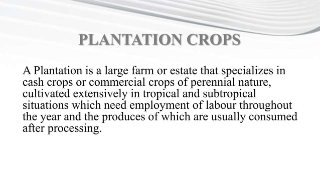 SCOPE, IMPORTANCE AND CONSTRAINTS OF PLANTATION CROP PRODUCTION | PPTX