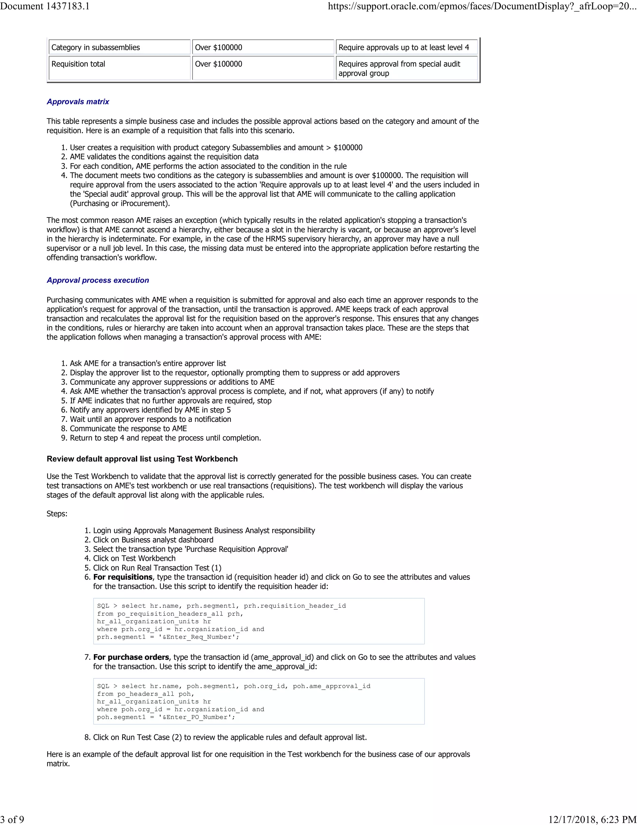 Ame how to diagnose issues with the default approver list in purchasing ...