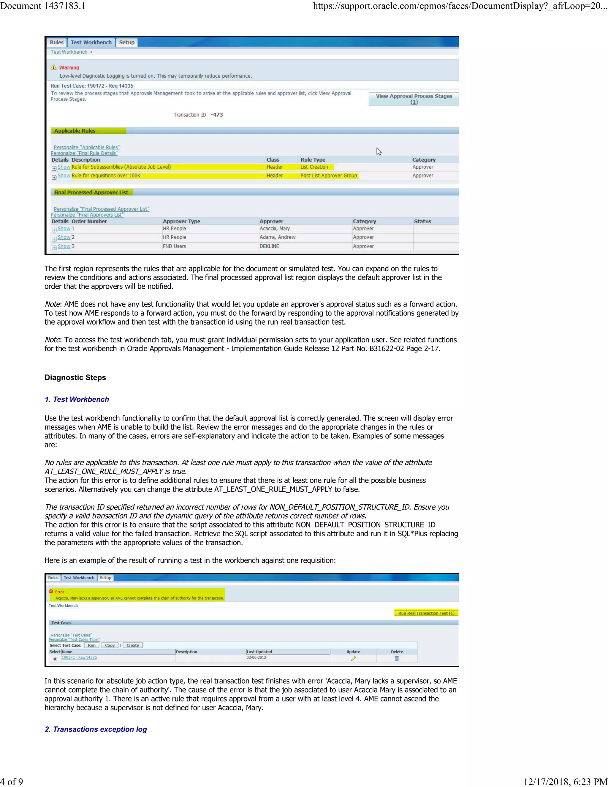Ame how to diagnose issues with the default approver list in purchasing ...