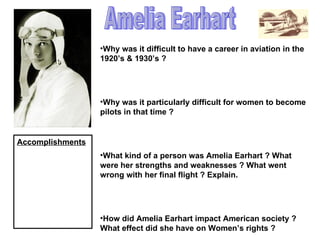 Amelia Earhart Questions | PPT