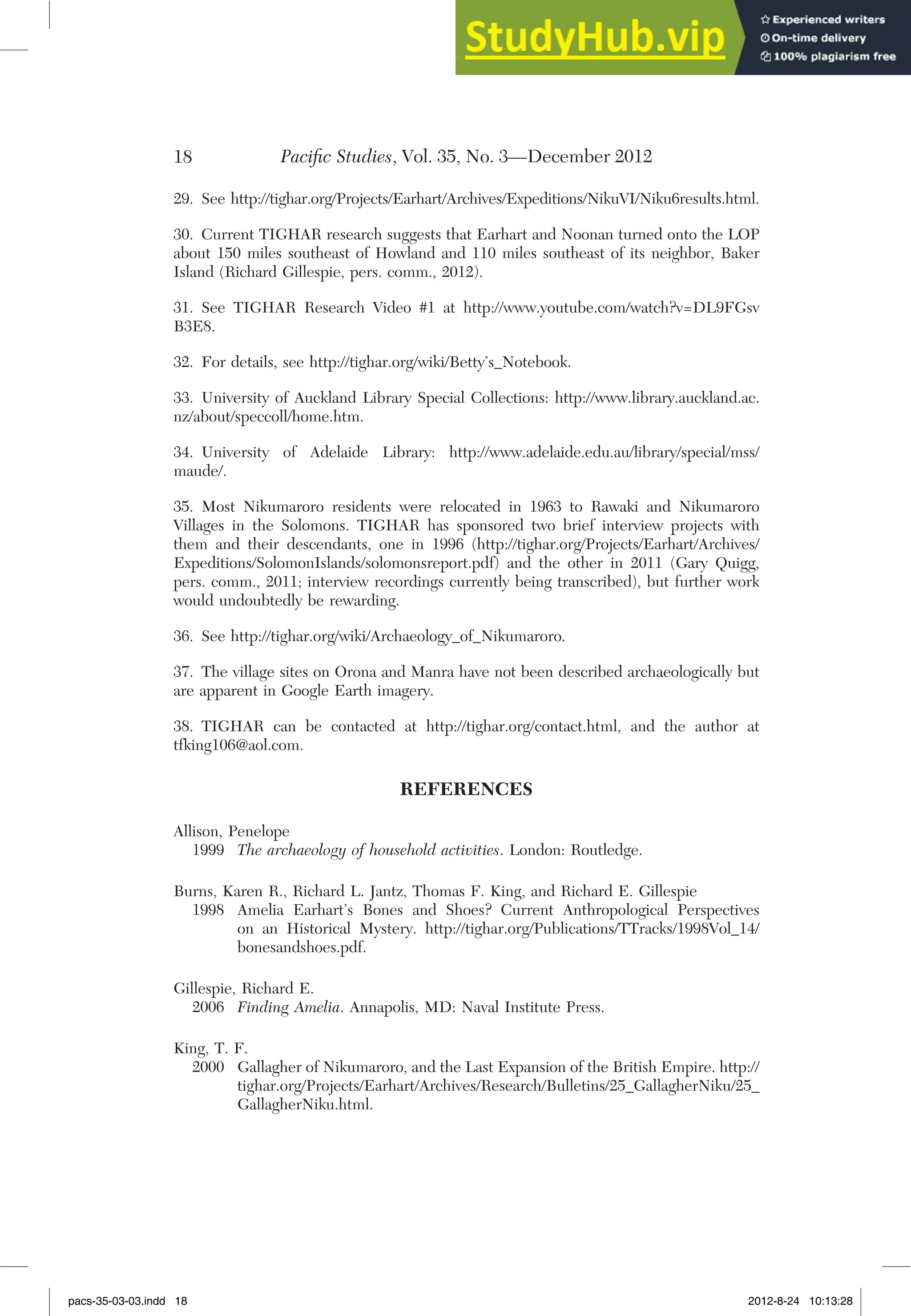 Amelia Earhart On Nikumaroro A Summary Of The Evidence | PDF | Scuba ...