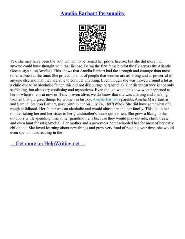 Amelia Earhart Personality | PDF