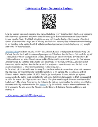 Amelia Earhart Personality | PDF