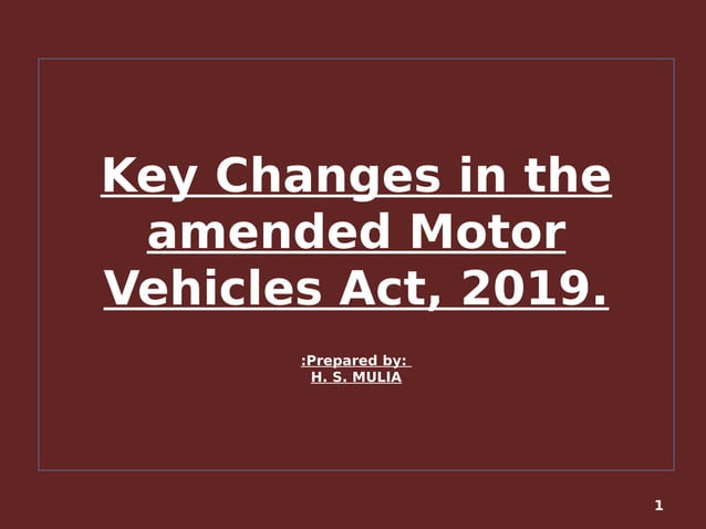 Amended motor vehicles act 2019 | PDF