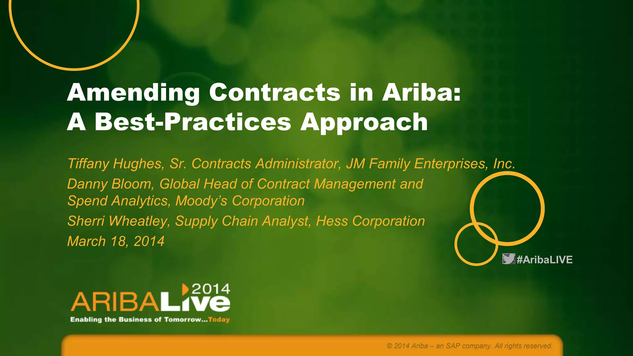 Amending Contracts in Ariba – A Best Practices Approach | PPTX