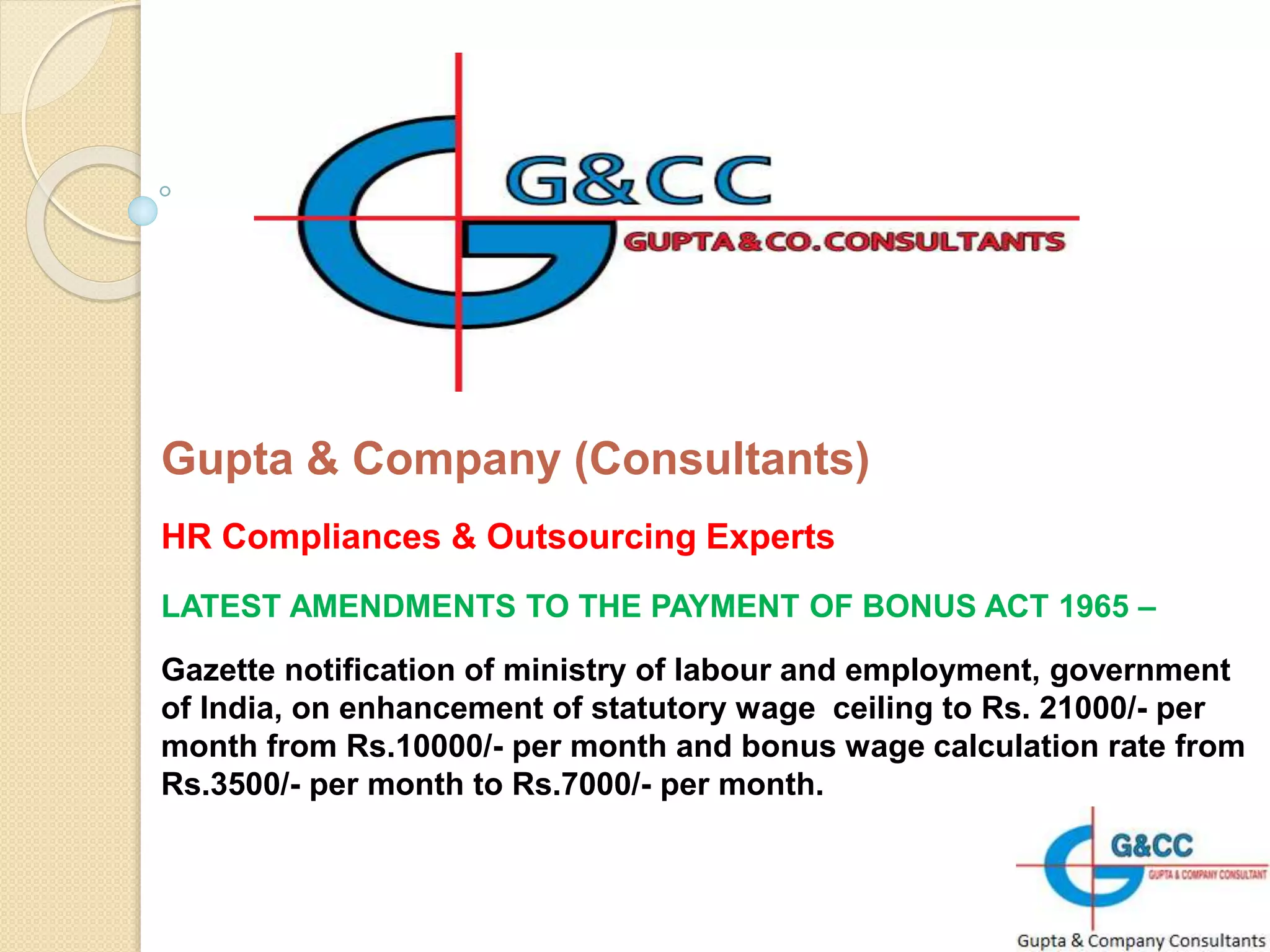 Amendment in payment of bonus act | PPTX