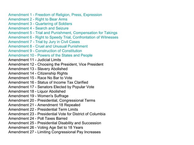 Amendments 11 27 powerpoint | PPT | Civic affairs | Politics