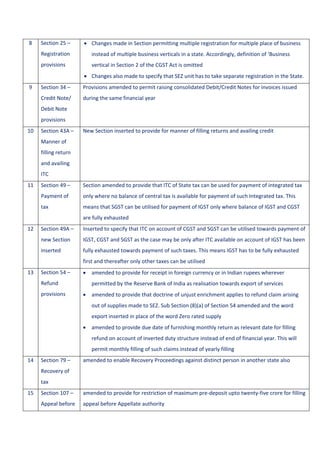 Major amendments in CGST Act, 2017 | PDF