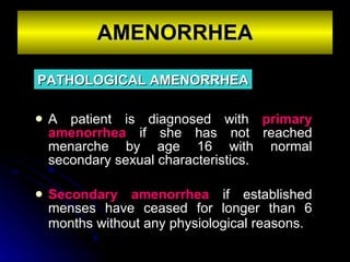 Amenorrhea | PPT