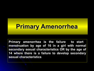 Amenorrhea | PPT