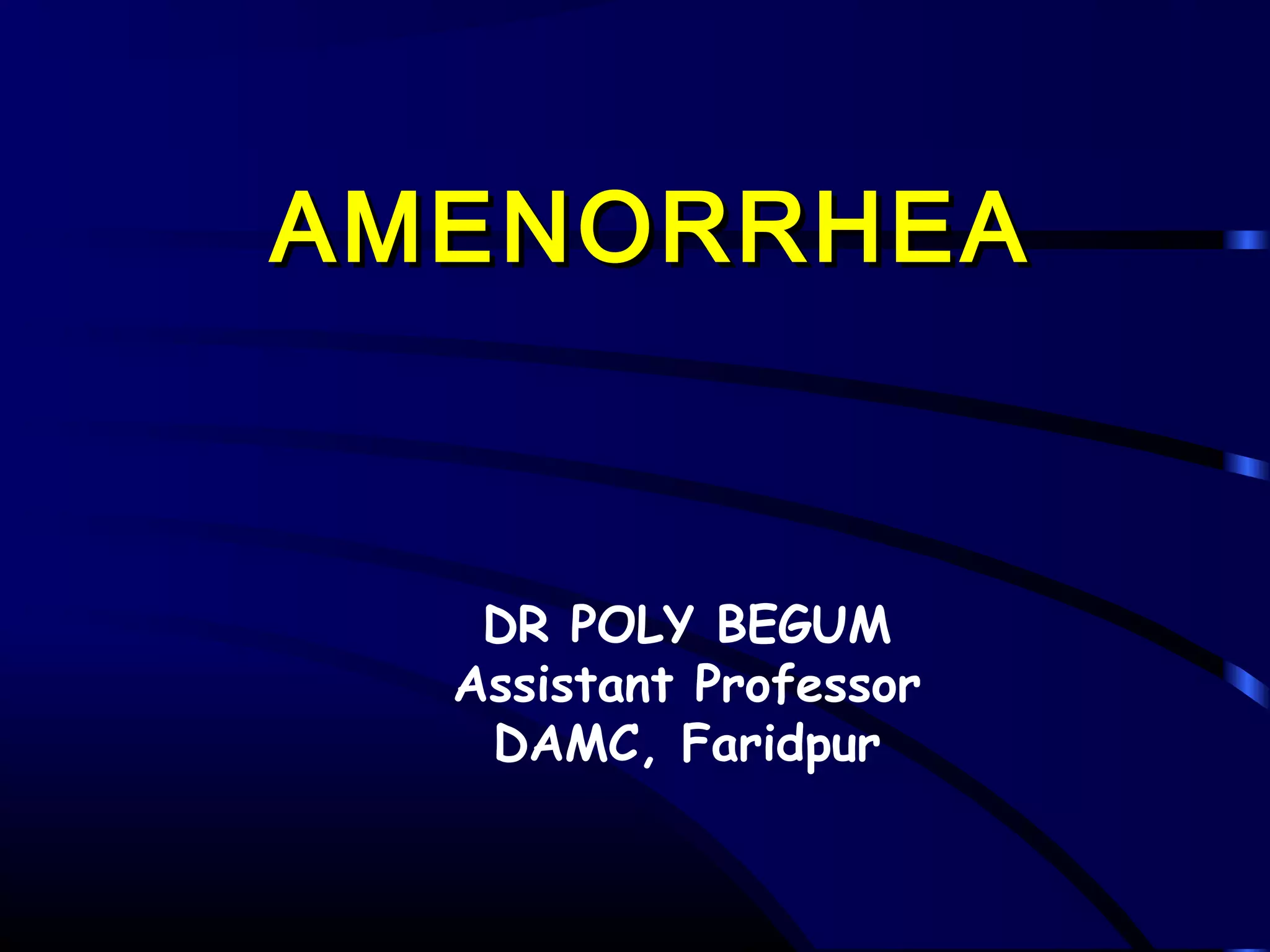 Amenorrhea | PPT