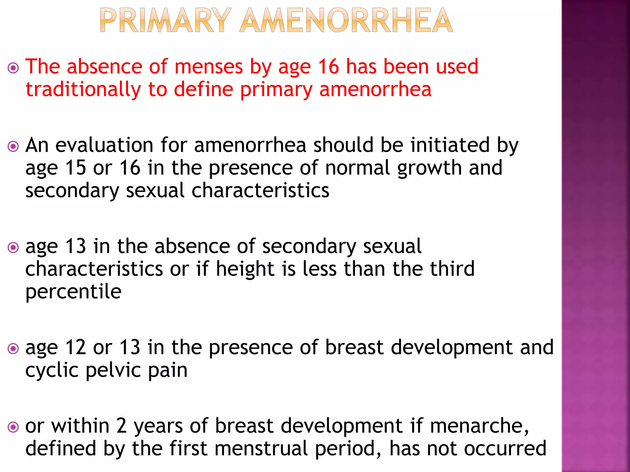 Amenorrhea | PPT