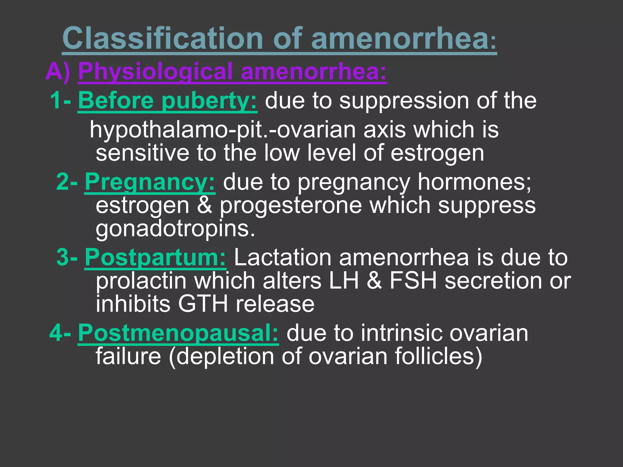Amenorrhea - Define, Cause, Sign and Symptoms, Type- Pathological and ...