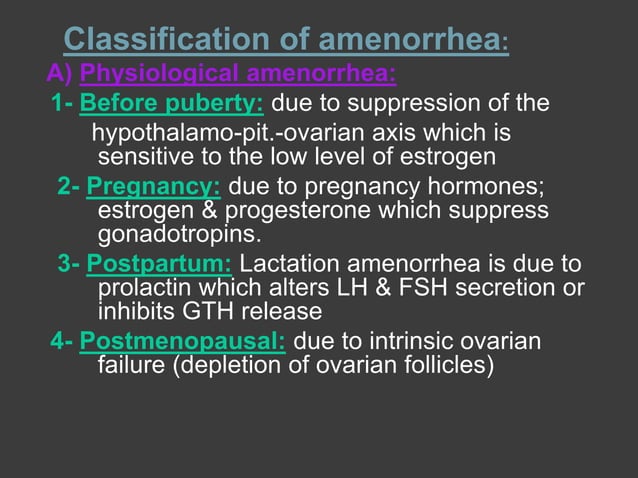 Amenorrhea - Define, Cause, Sign and Symptoms, Type- Pathological and ...