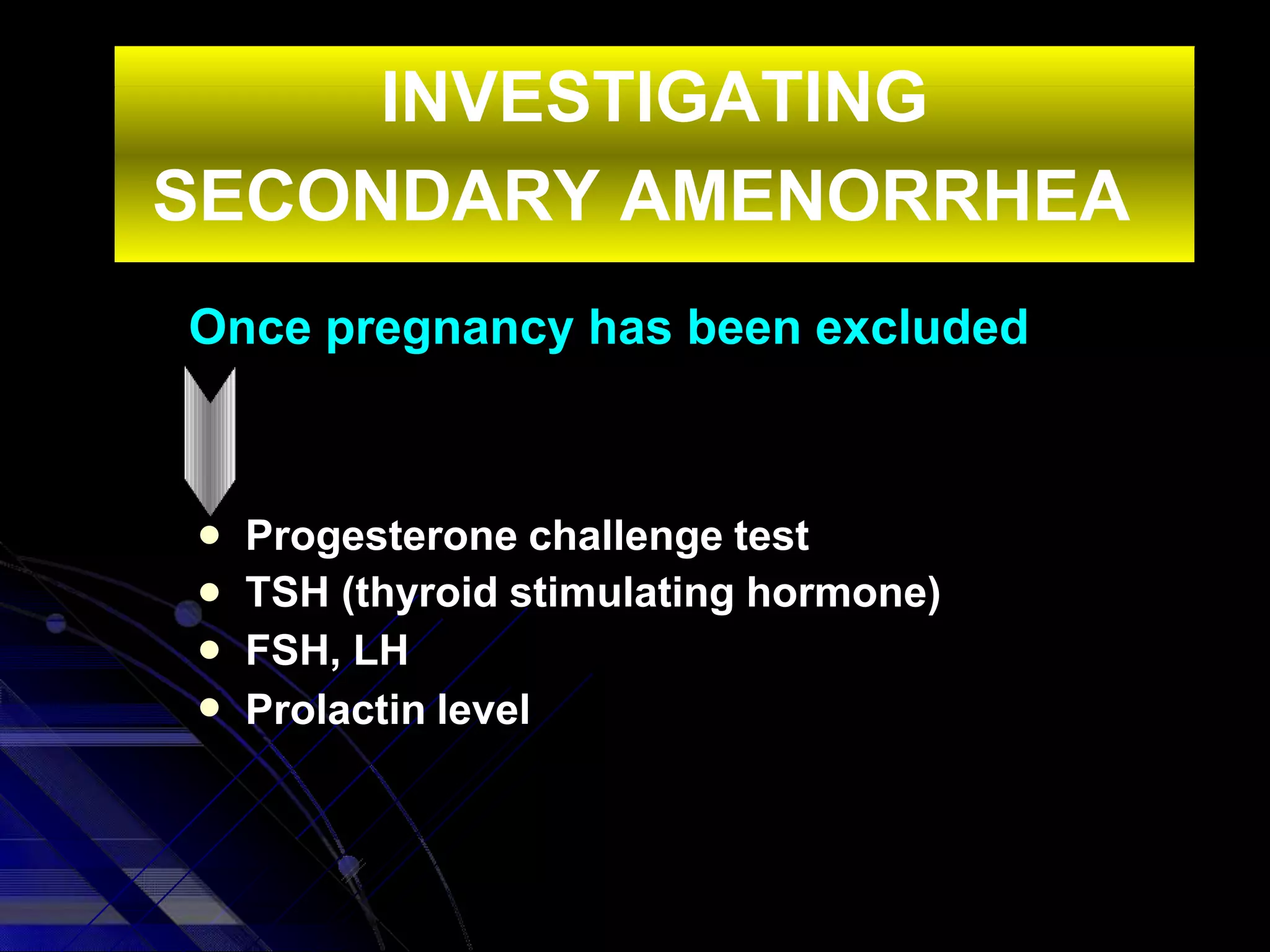 Amenorrhoea | PPTX | Hormonal Disorders | Endocrine and Metabolic Diseases