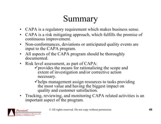 CAPA: A Risk Mitigating Quality System | PDF