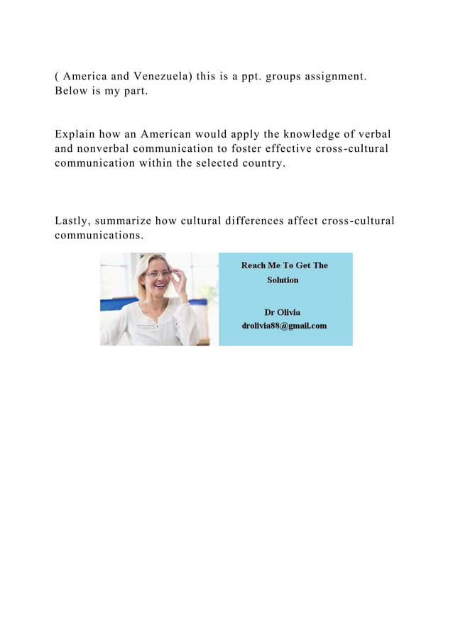 ( America and Venezuela) this is a ppt. groups assignment. Below is .docx