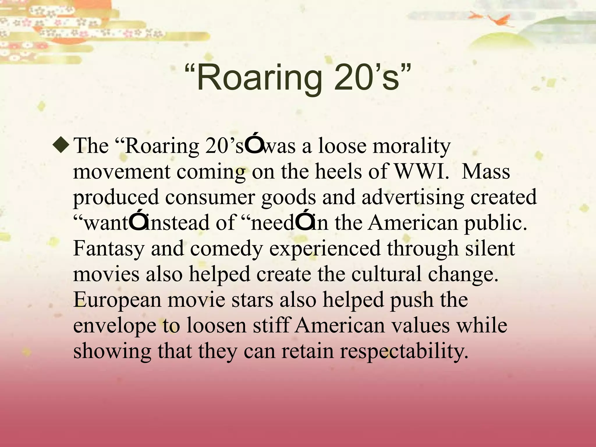 America Compared Cultural Change In The 1920s | PPT