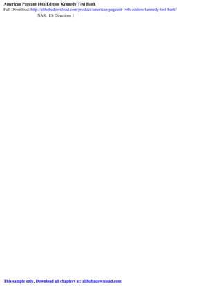 American Pageant 16th Edition Kennedy Test Bank | PDF