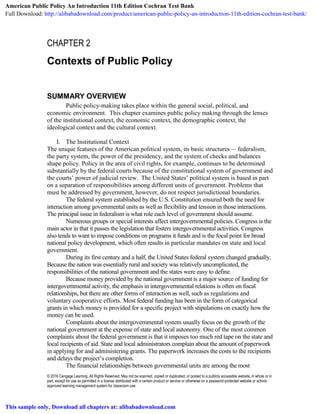 American Public Policy An Introduction 11th Edition Cochran Test Bank | PDF