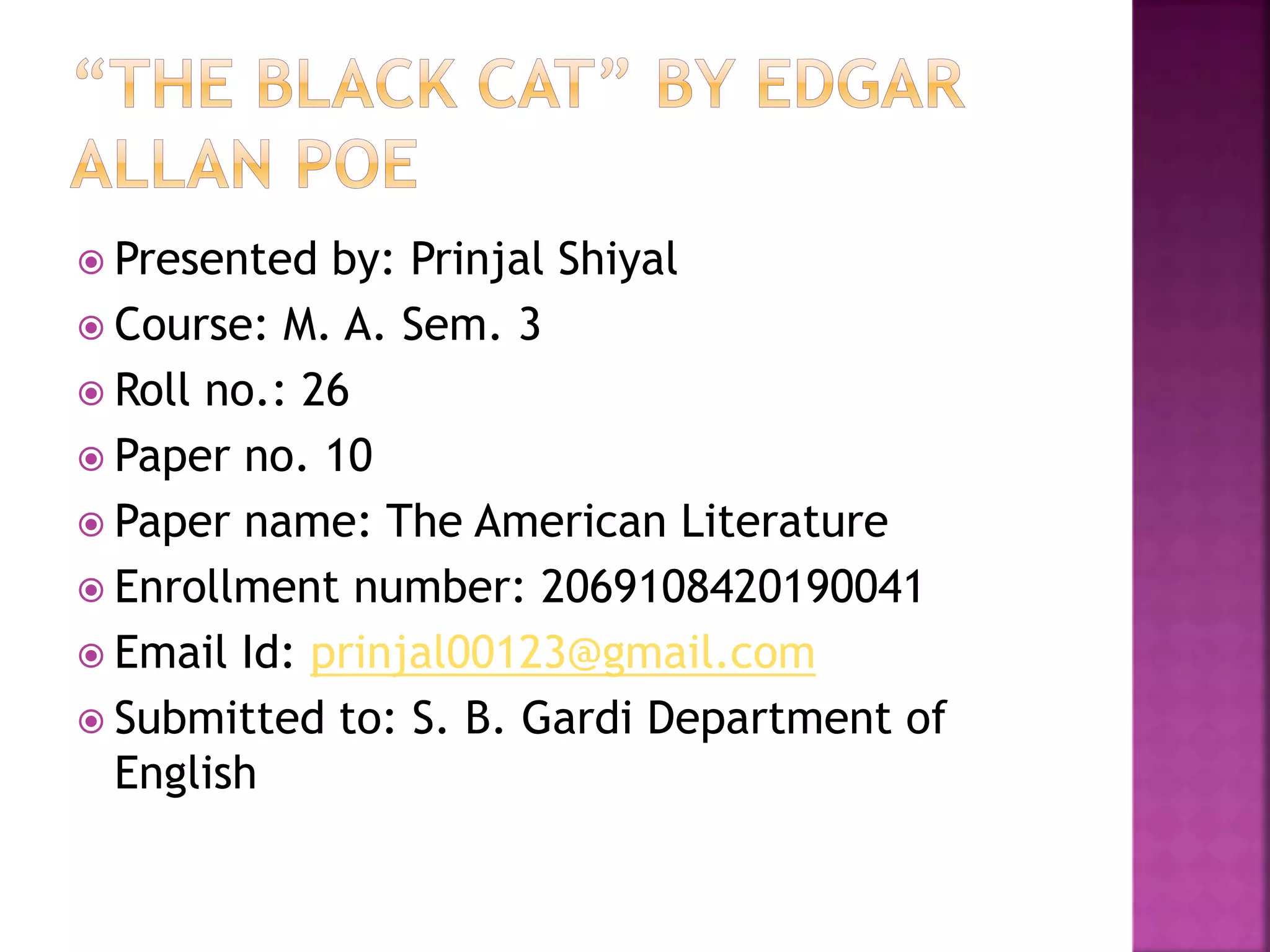 the american literature - The black cat | PPT