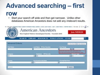 American Ancestors Database | PPT