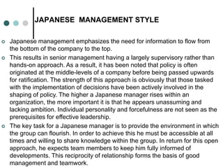 Indian, American, Japanese, Chinese Management styles (comparison) | PPTX