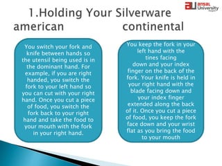 Dining Etiquette -->American and continental style of dining ...