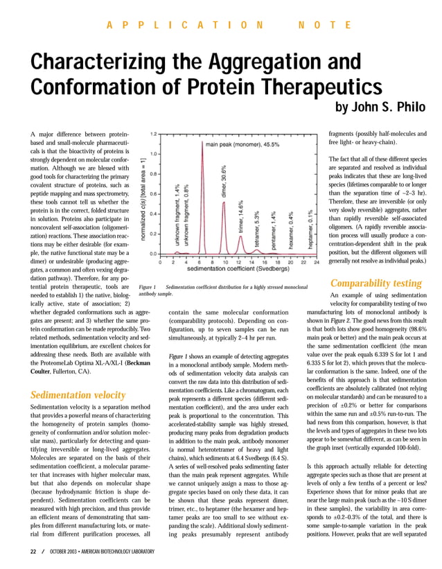 Characterizing the aggregation and conformation of protein therapeutics | PDF | Chemistry | Science