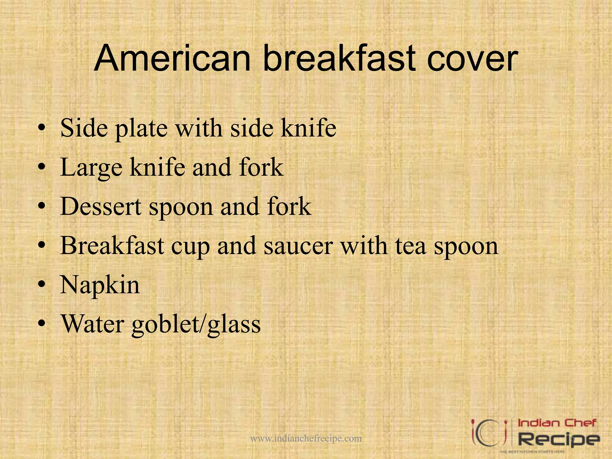 American break fast in hotel | PPTX