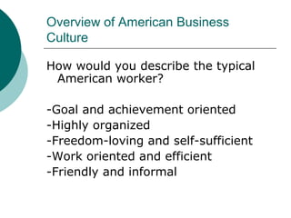 American Business Culture | PPT