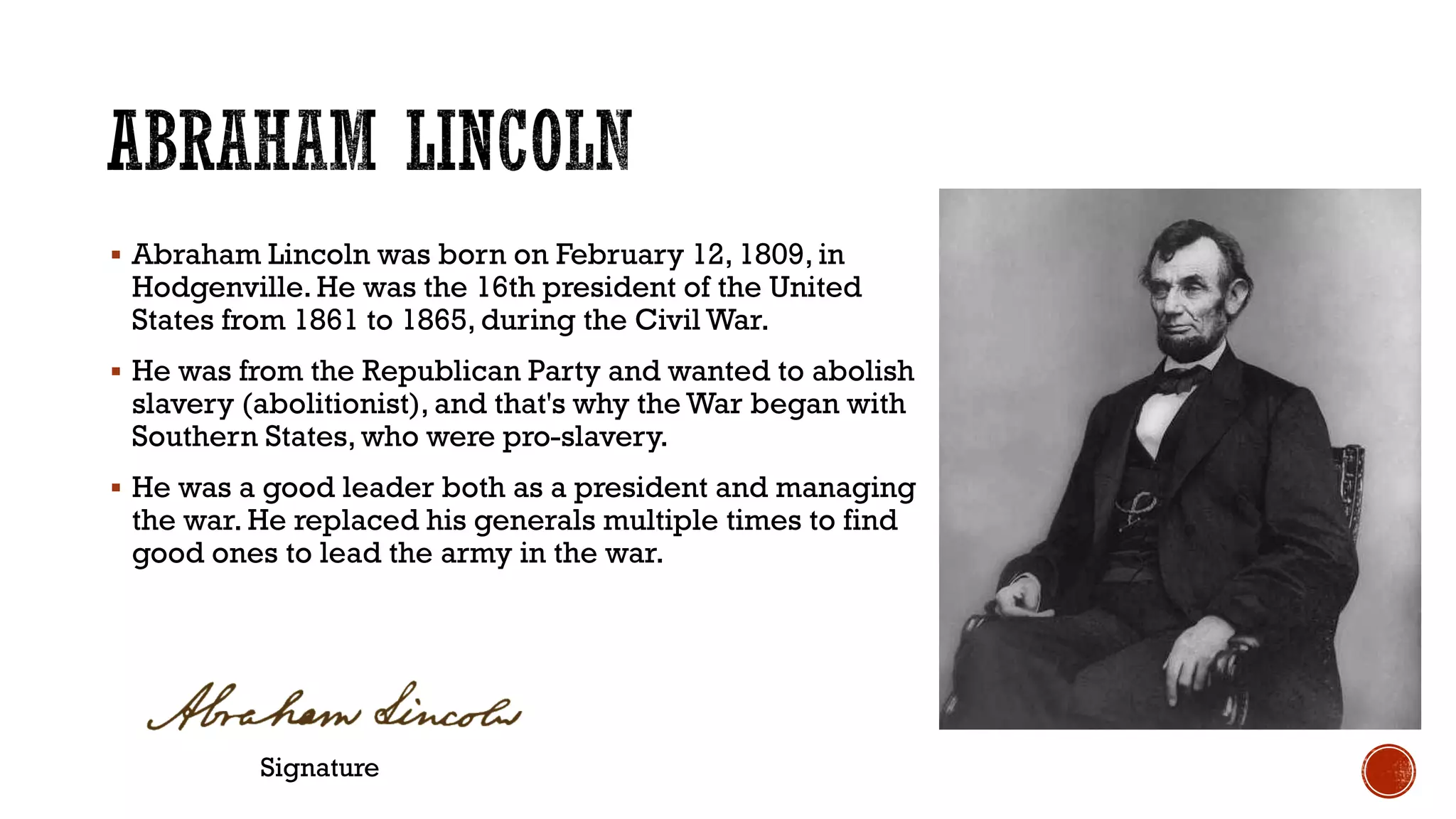 American civil war. Lincoln. | PPTX