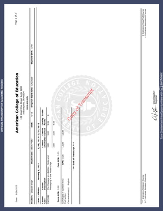 American College of Education Transcript Deepak Danny Singh September ...