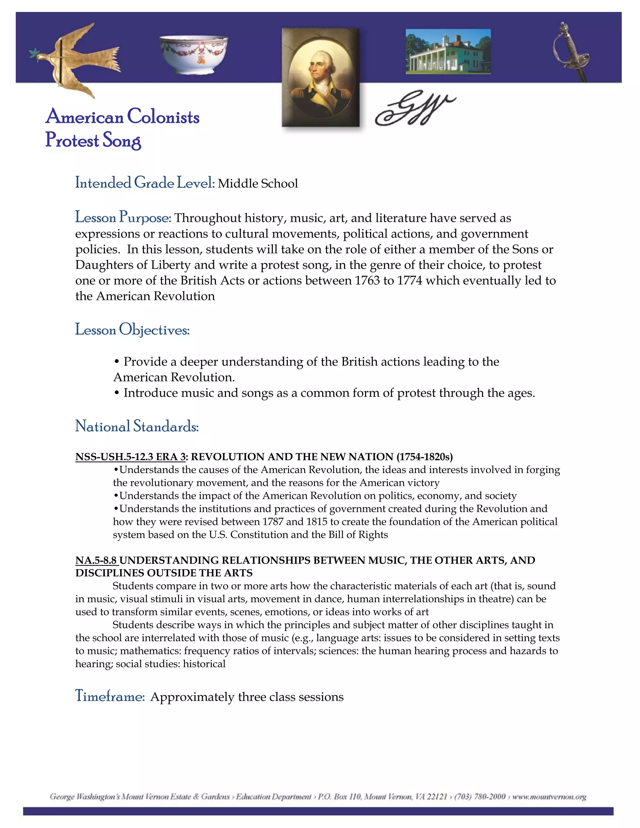 American Colonists Protest Song | PDF