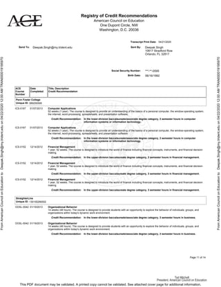 American Council on Education Transcript of Deepak (Danny) Singh | PDF