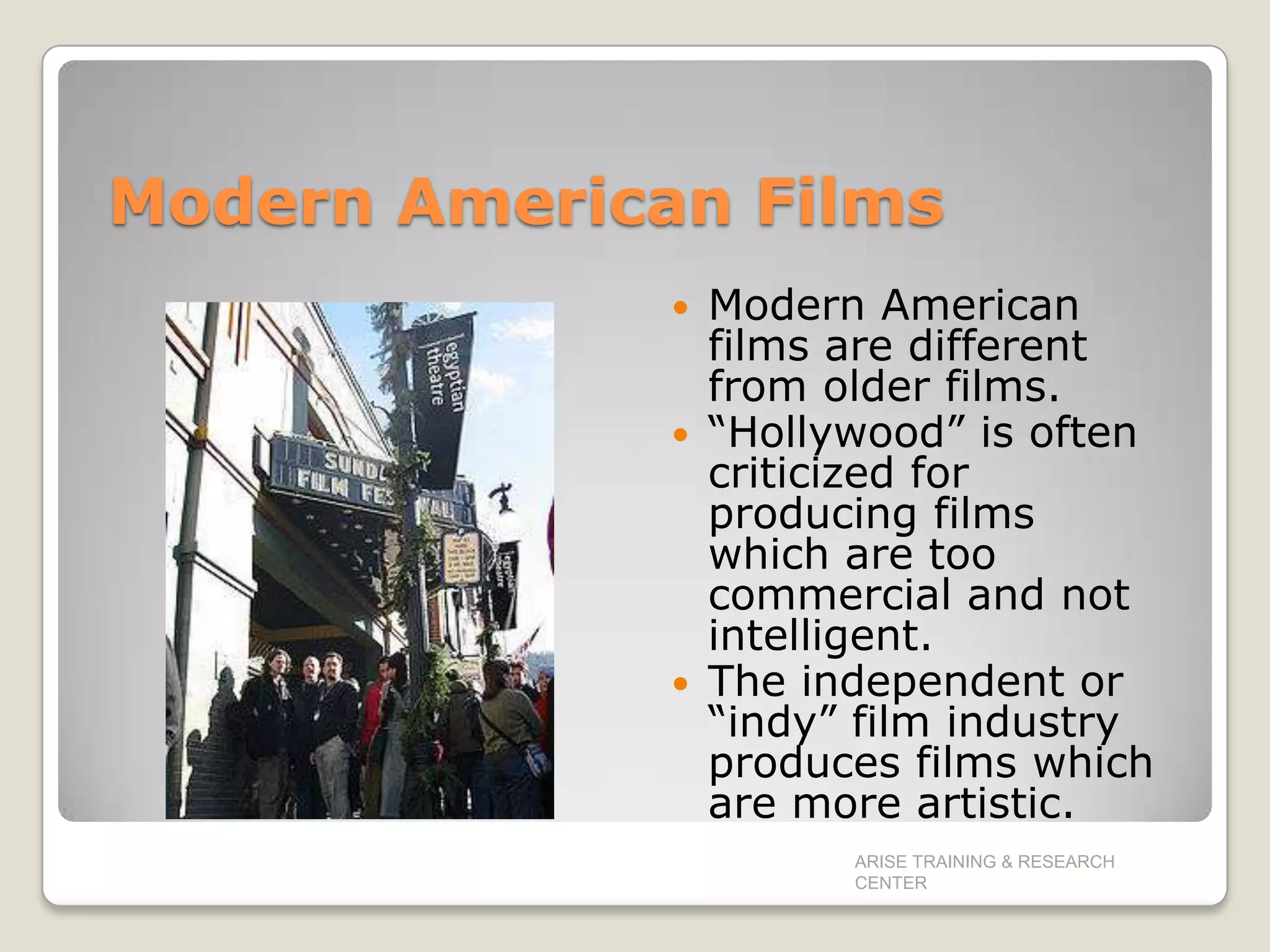 American culture hollywood - arise roby | PPSX