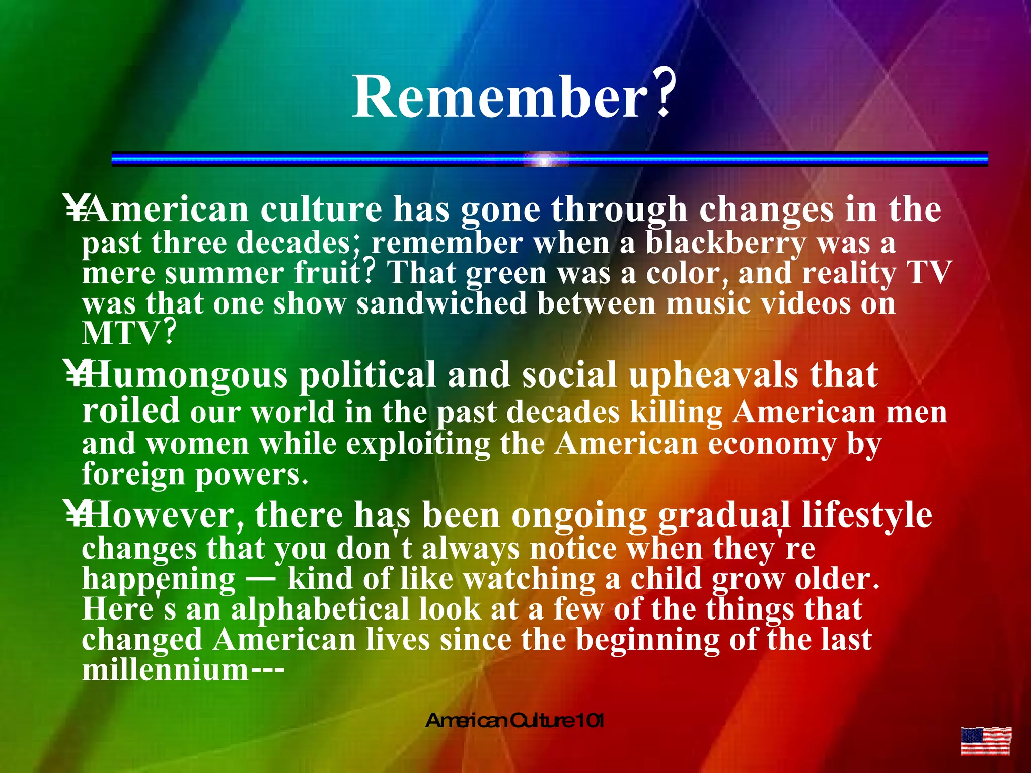 American Culture 101 | PPT
