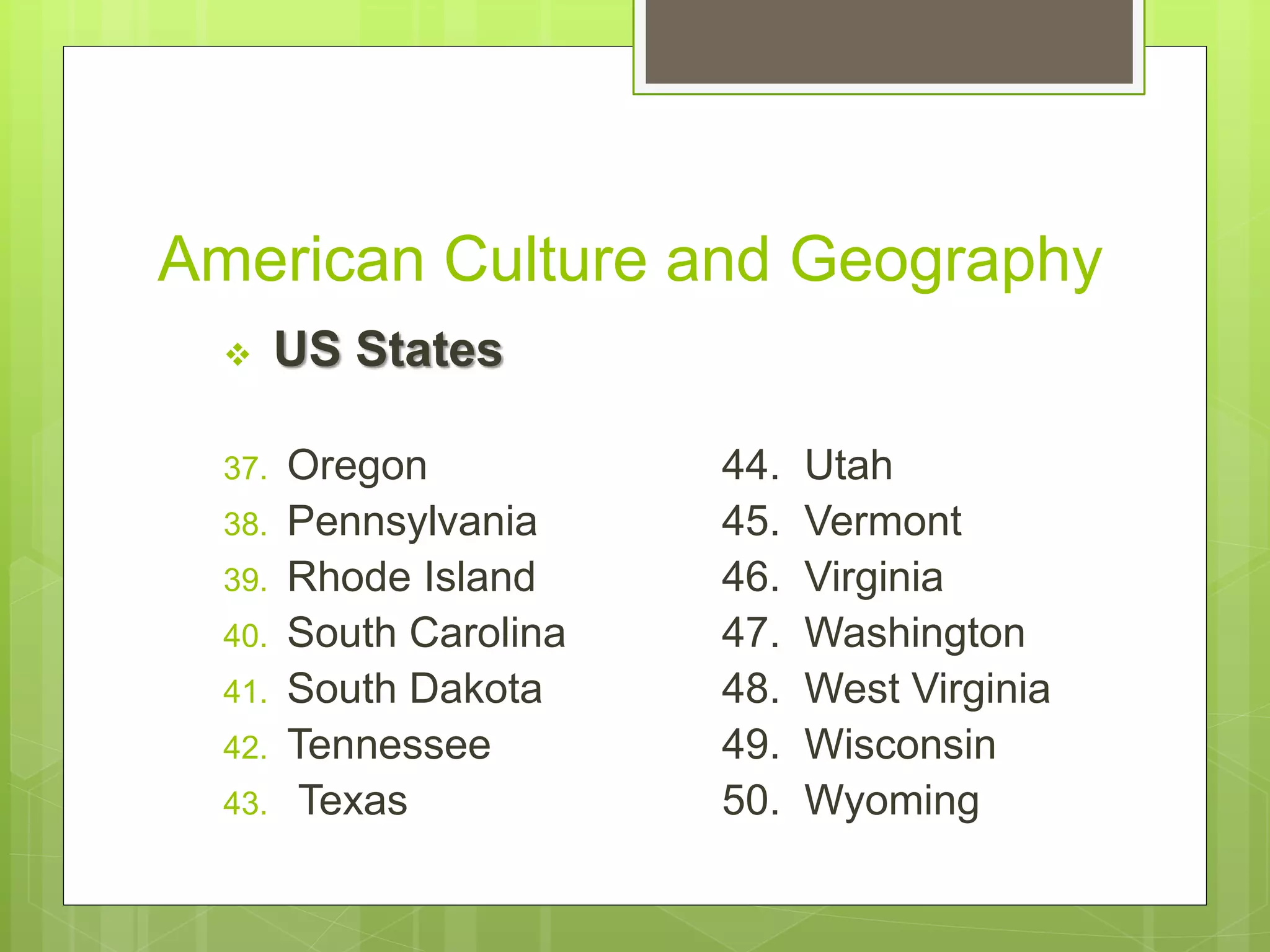 American culture and geography | PPT