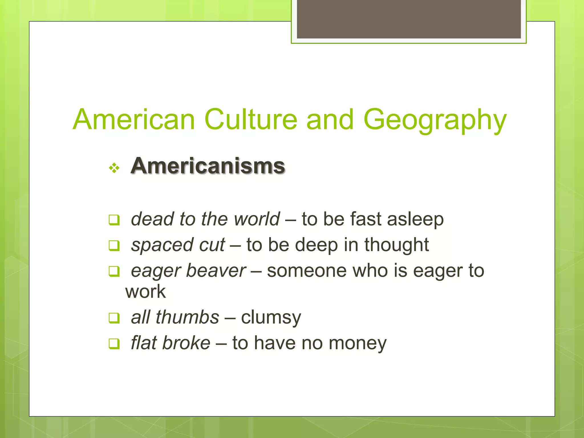 American culture and geography | PPT