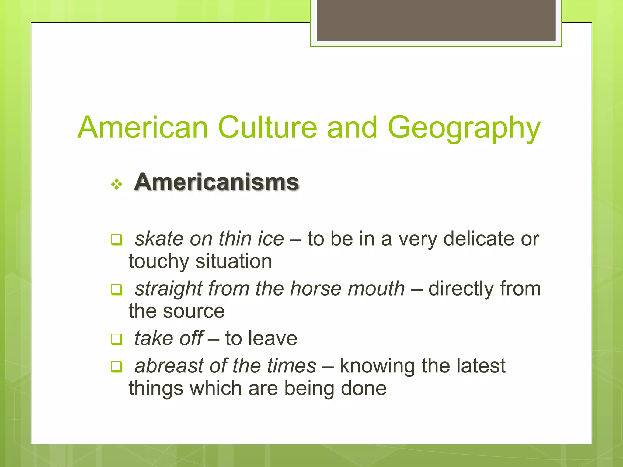 American culture and geography | PPT